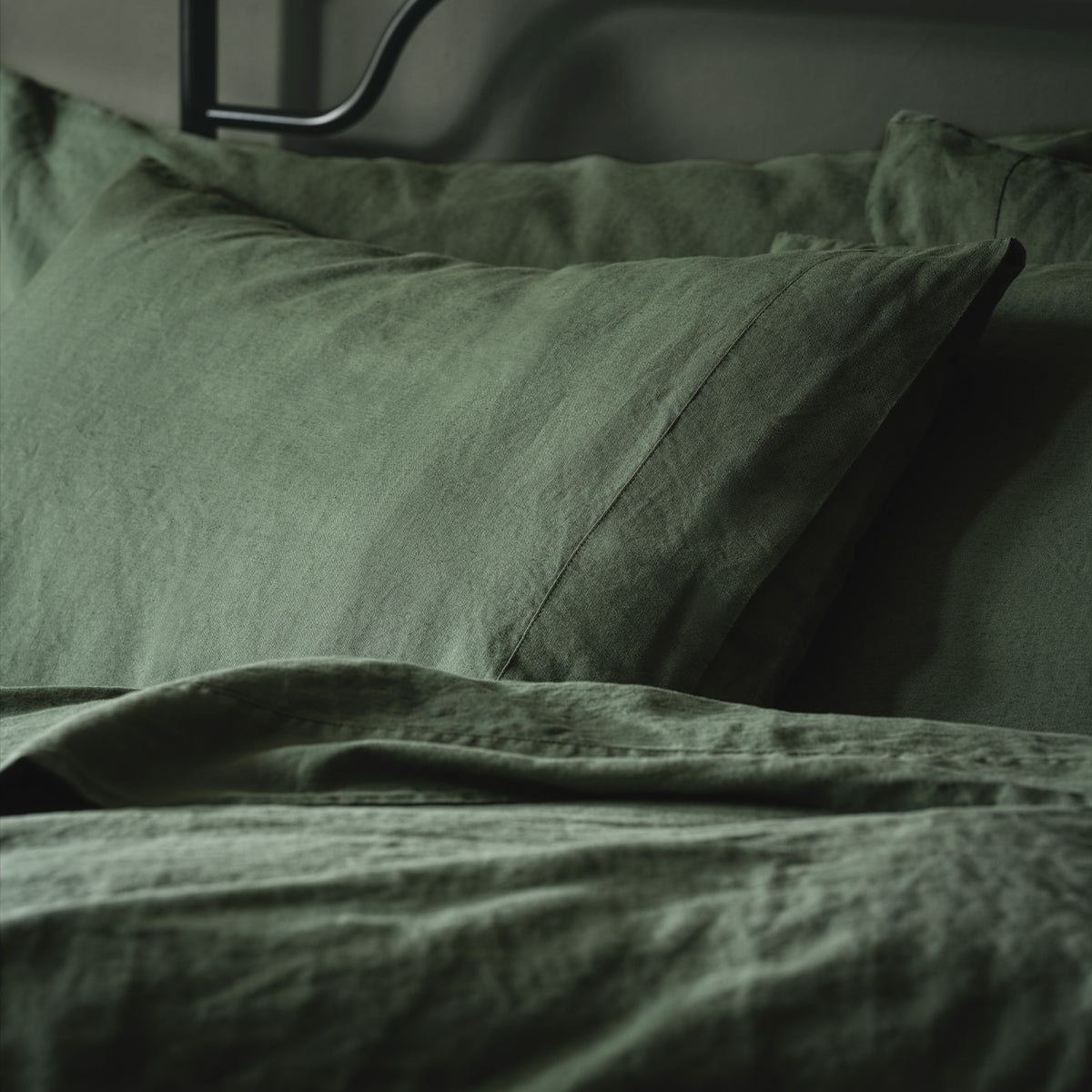 Elm Green Linen Blend Duvet Cover | Piglet in Bed US