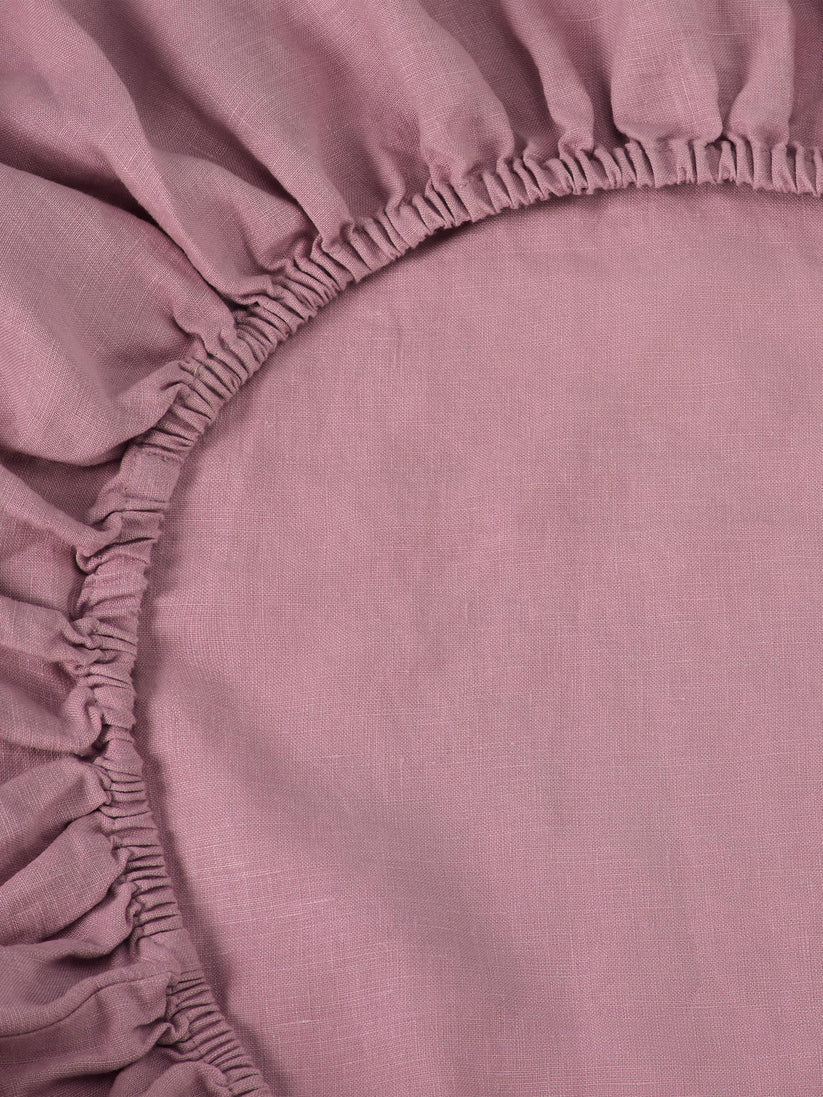 Raspberry 100% Linen Fitted Sheet | Piglet in Bed US