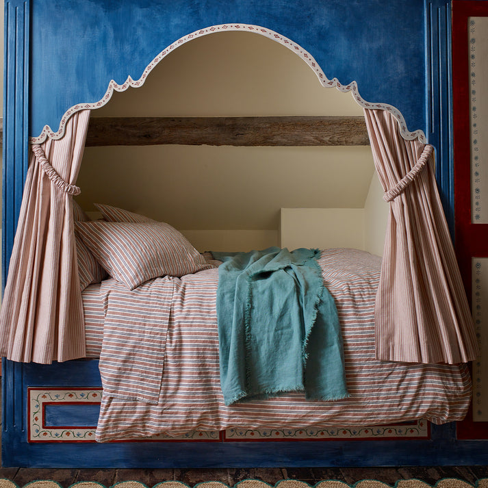 Warm Clay Somerley Stripe Linen Flat Sheet | Piglet in Bed US