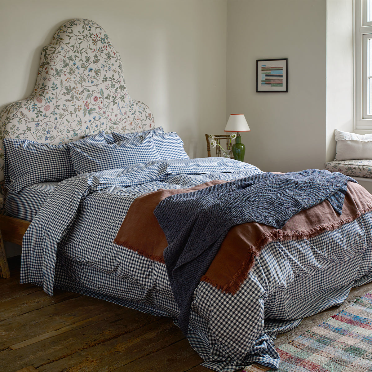 Indigo Small Gingham Cotton Duvet Cover | Piglet in Bed US