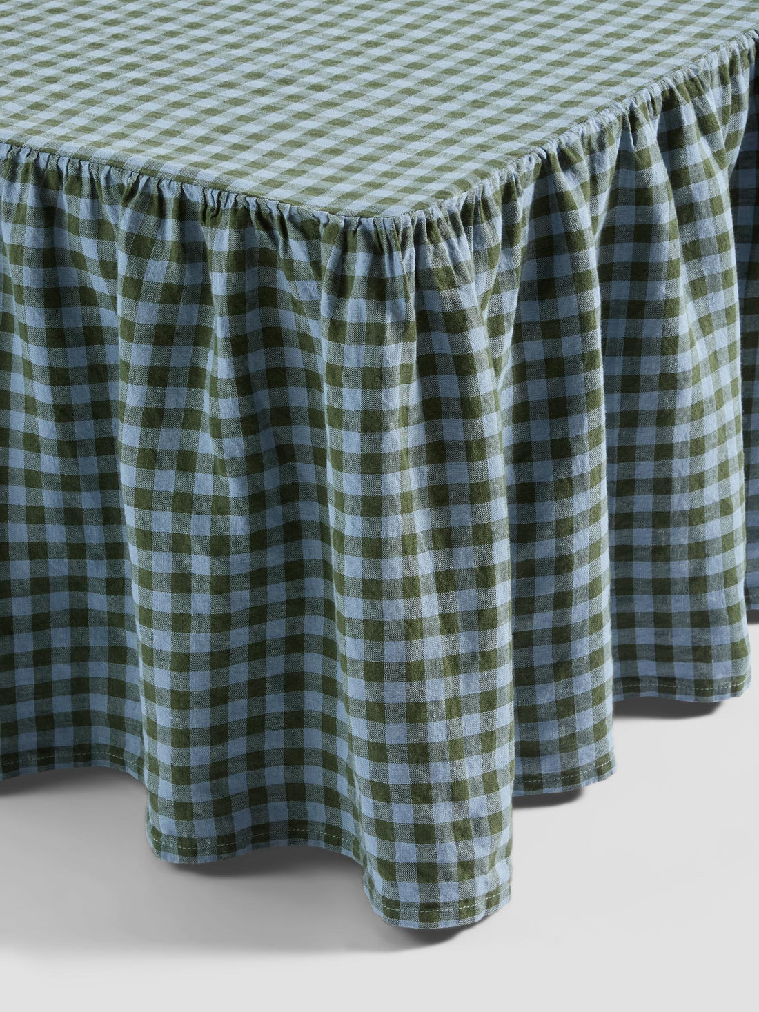 Fern Green & Dusk Blue Color Drenched Gingham 100% Linen Duvet Cover ...