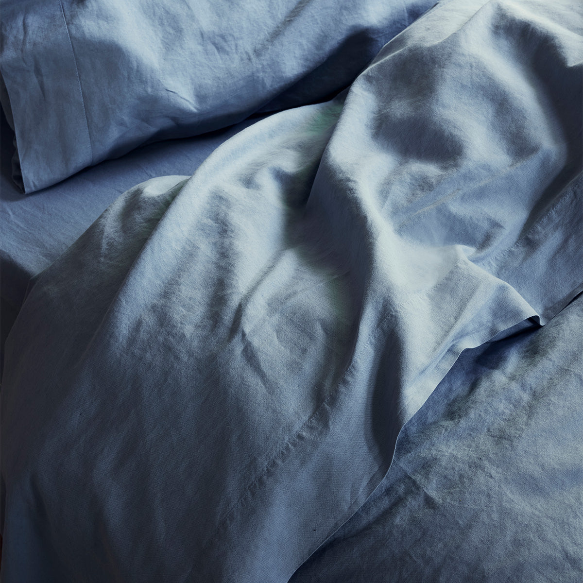 Dusk Blue Linen Blend Flat Sheet | Piglet in Bed US