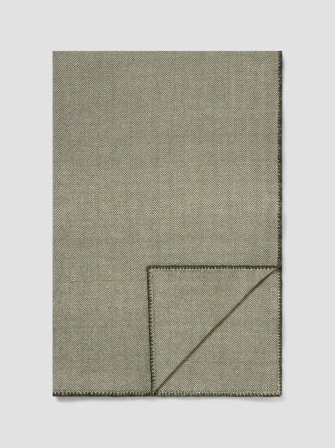 Fern Green Herringbone Wool Blanket | Piglet in Bed US