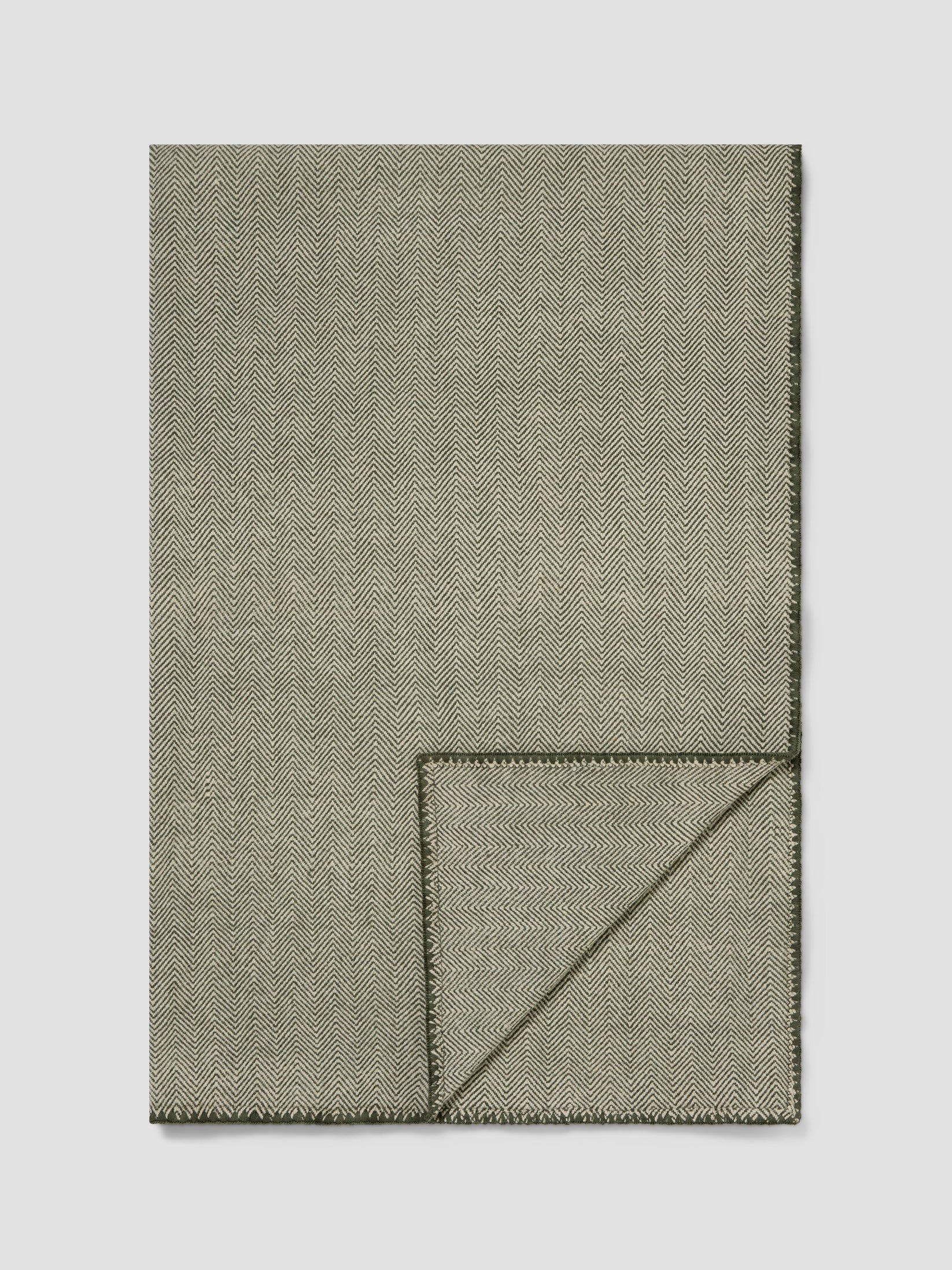 Fern Green Herringbone Wool Blanket | Piglet in Bed US