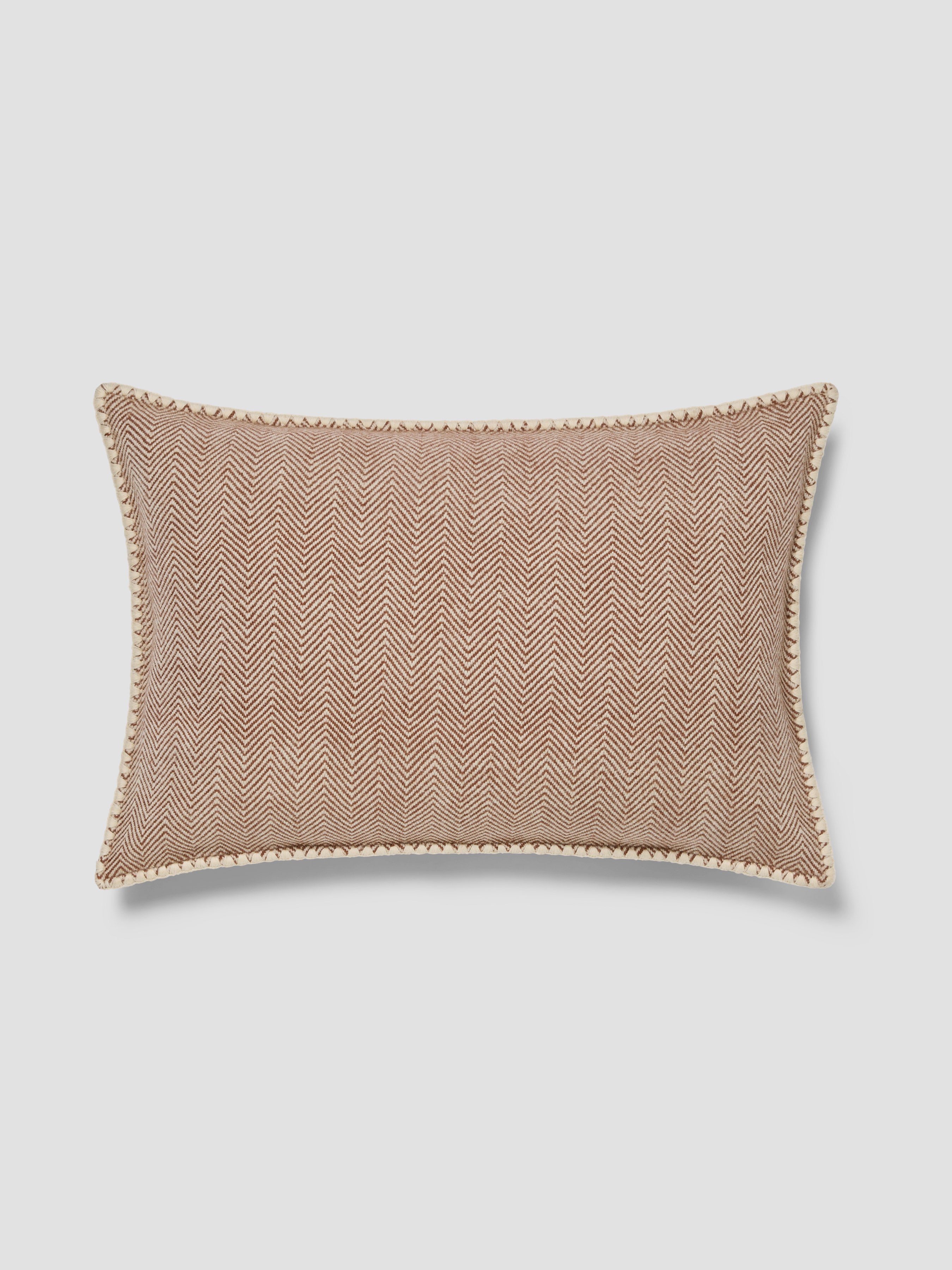 Mocha Herringbone Wool Rectangle Cushion Cover | Piglet in Bed US