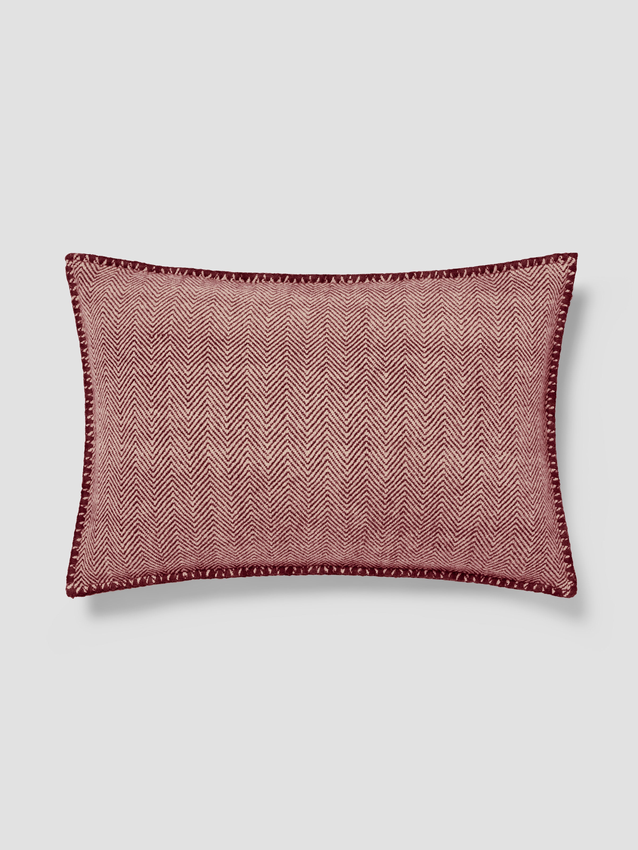 Rhubarb Herringbone Wool Rectangle Cushion Cover | Piglet in Bed US