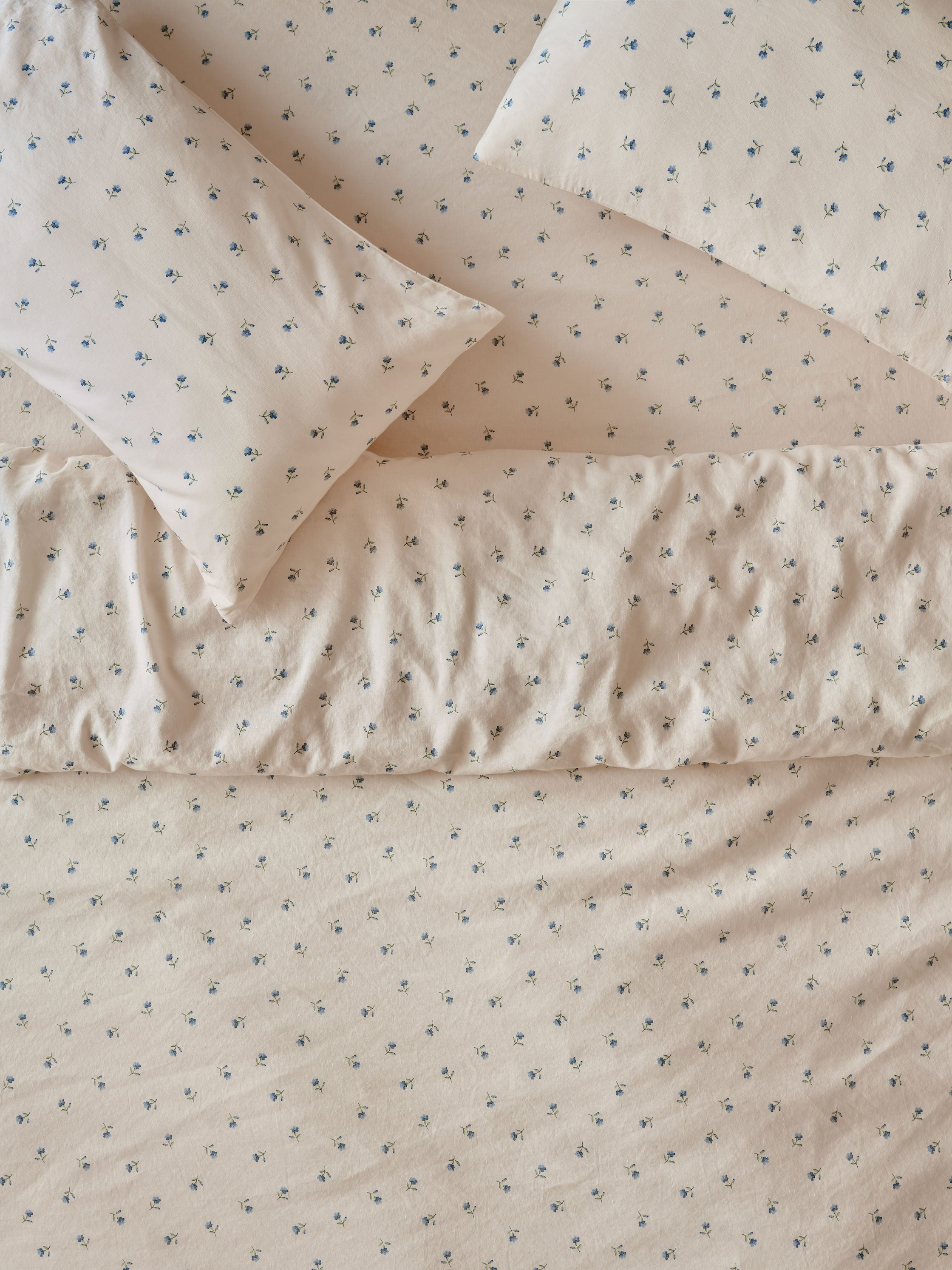 Dusk Blue Posy Bud Linen Blend Duvet Cover | Piglet in Bed US