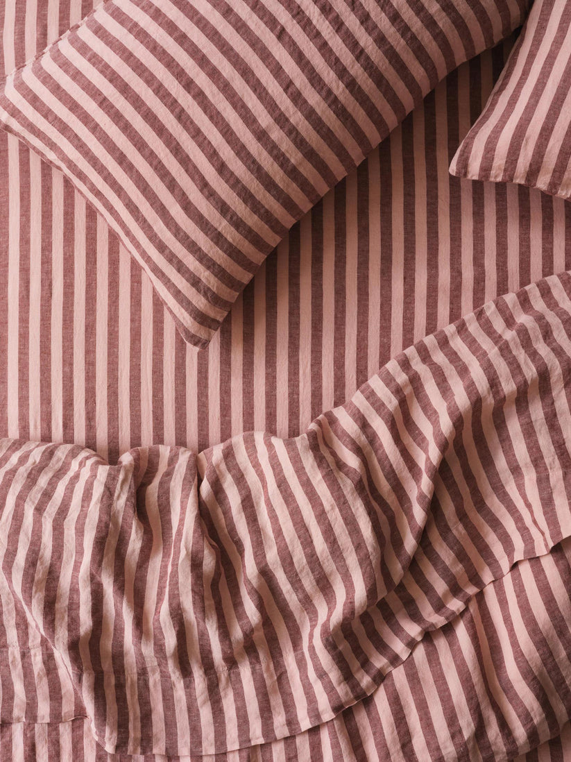 Rhubarb & Rose Pembroke Stripe Linen Blend Pillowcases (Pair) | Piglet ...