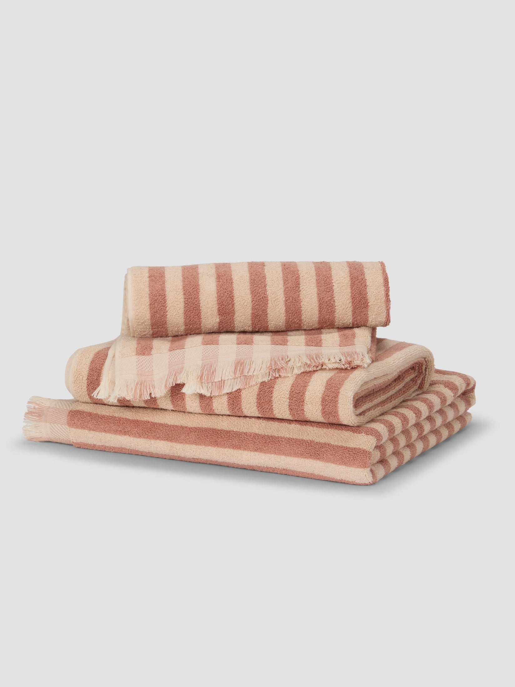Sand Shell Pembroke Stripe Cotton Towels | Piglet in Bed US