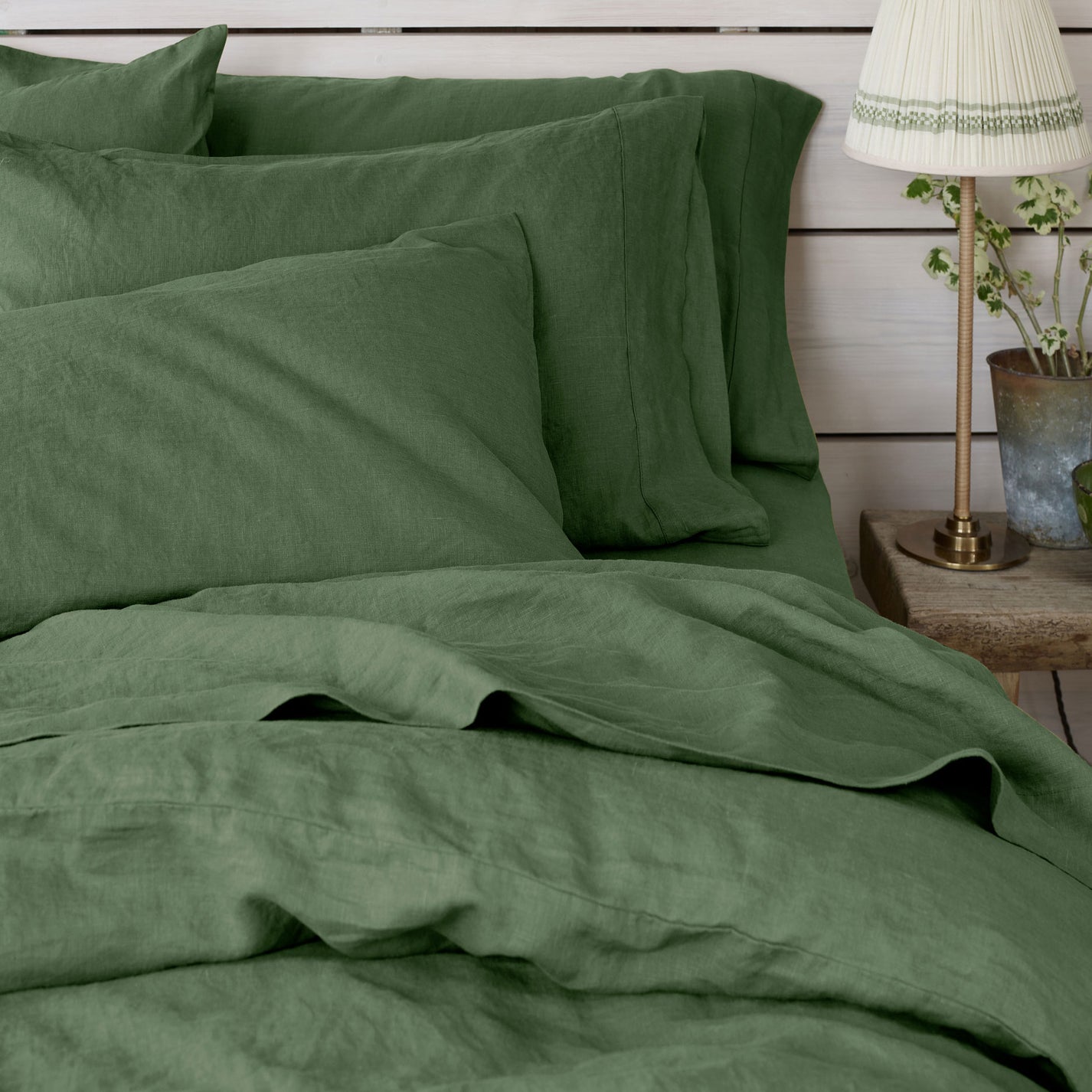 Elm Green Linen Blend Duvet Cover | Piglet in Bed US