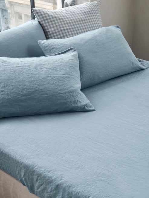 Dusk Blue Linen Blend Duvet Cover | Piglet in Bed US