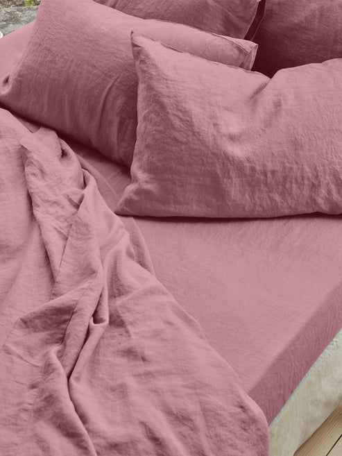 Raspberry Linen Blend Duvet Cover | Piglet in Bed US