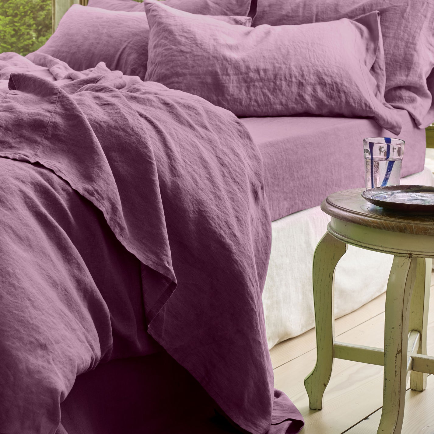 Raspberry 100% Linen Flat Sheet | Piglet in Bed US