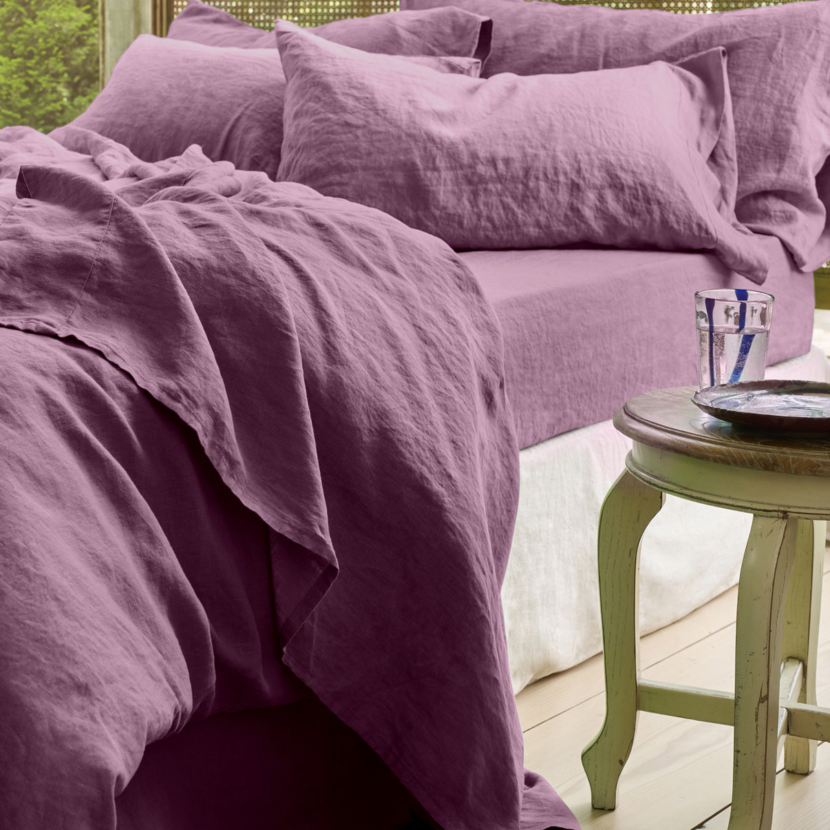 Raspberry 100% Linen Flat Sheet | Piglet in Bed US