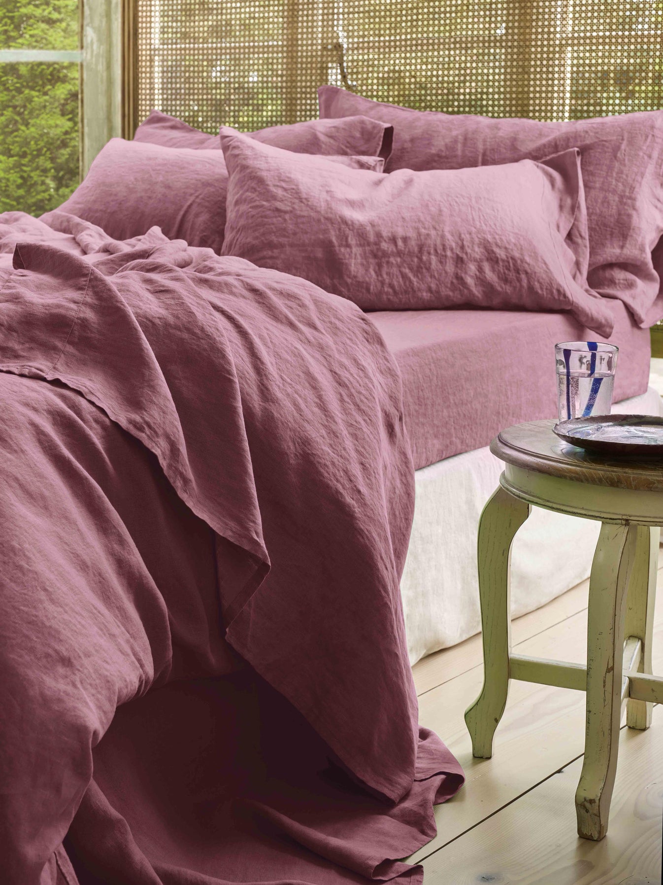 Raspberry 100% Linen Flat Sheet | Piglet in Bed US