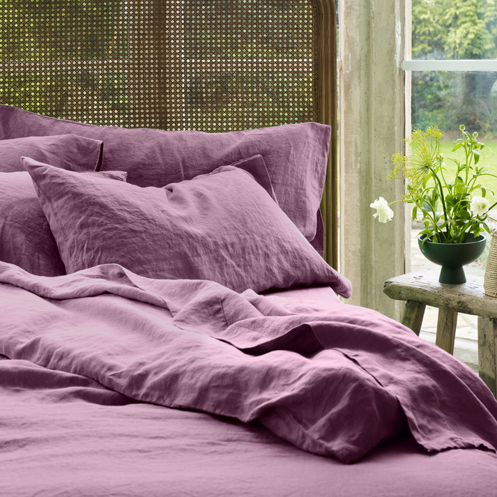 Raspberry Linen Blend Duvet Cover | Piglet in Bed US