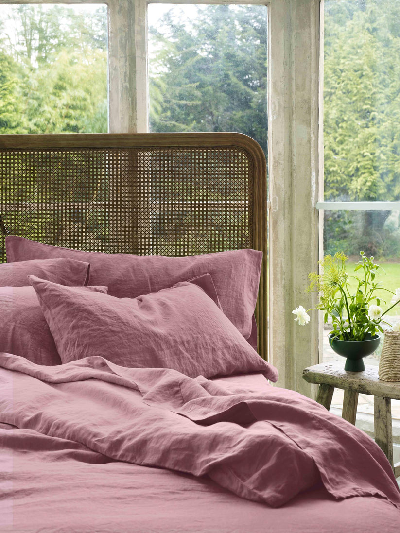 Berry Gingham Linen Blend Duvet Cover | Piglet in Bed US