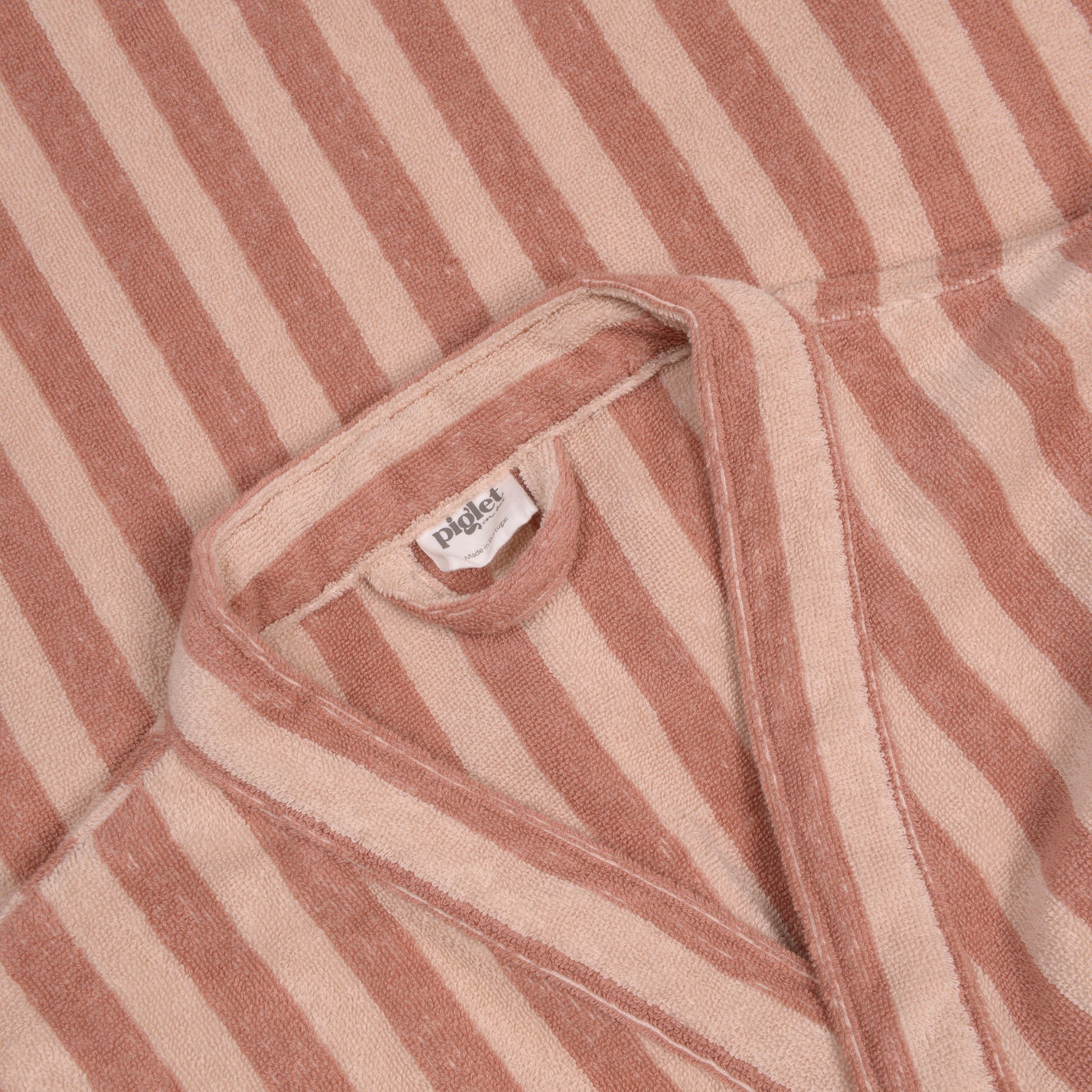 Sand Shell Pembroke Stripe Cotton Robe | Piglet in Bed US