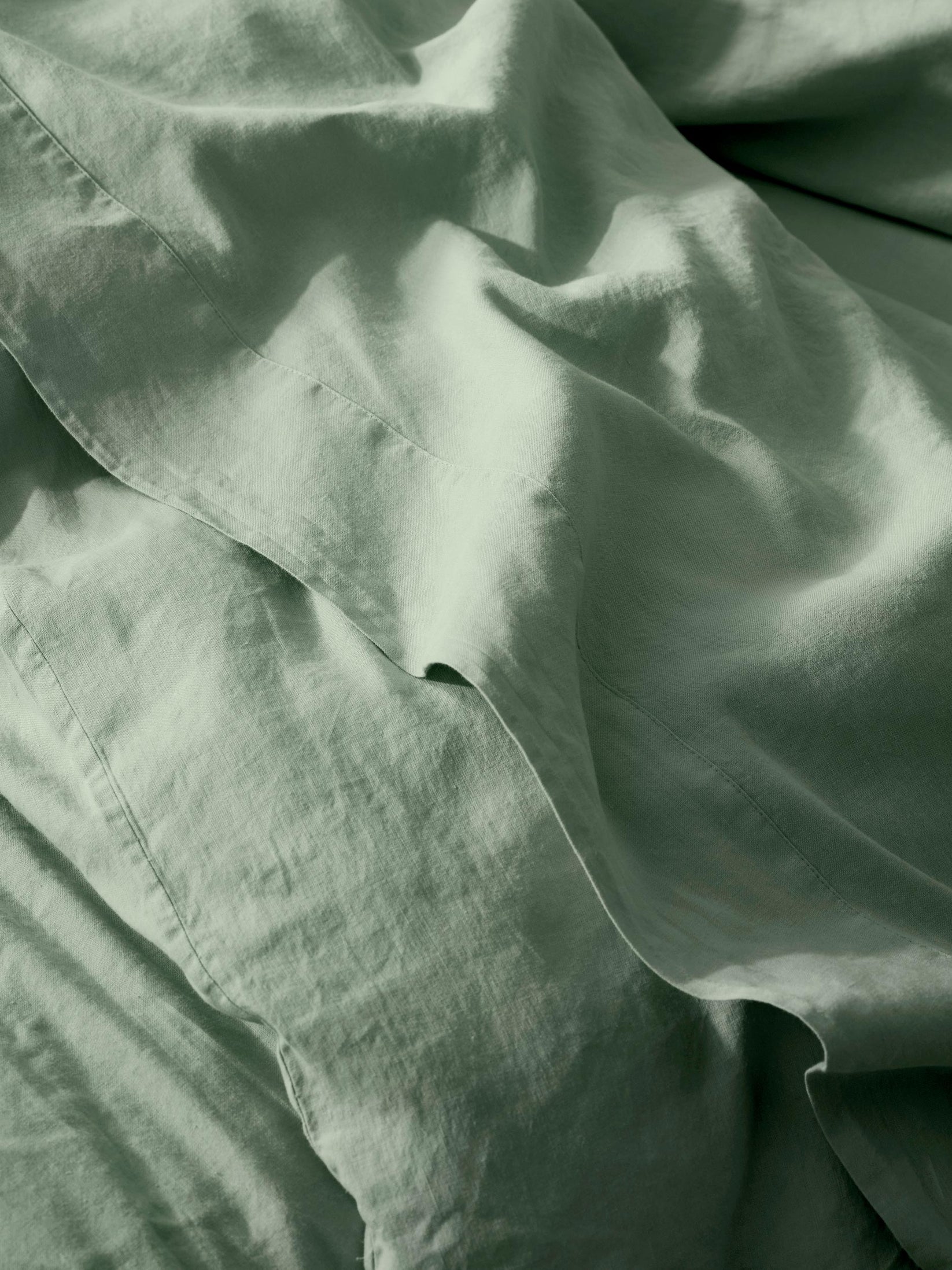 Sage Green 100% Linen Flat Sheet | Piglet in Bed US