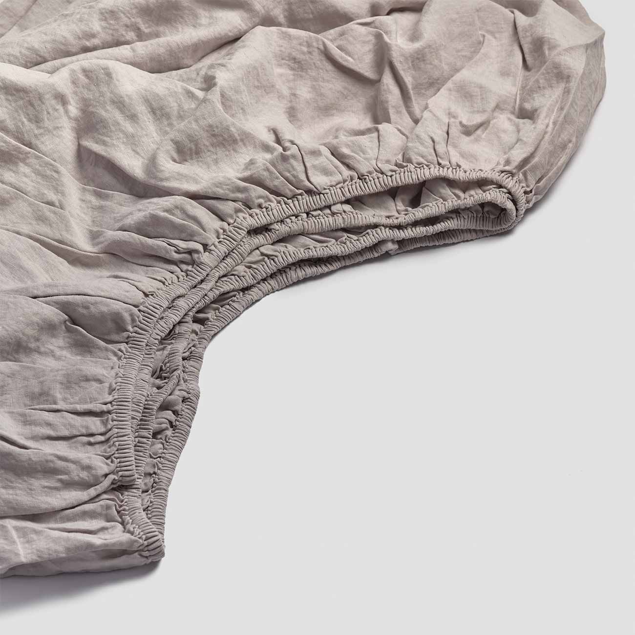 White Linen Fitted Sheet | Piglet in Bed US