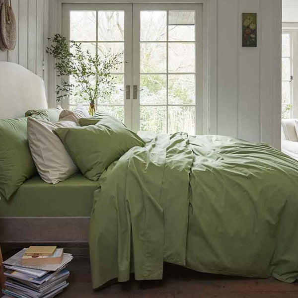 Pear Washed Cotton Percale Flat Sheet | Piglet in Bed US