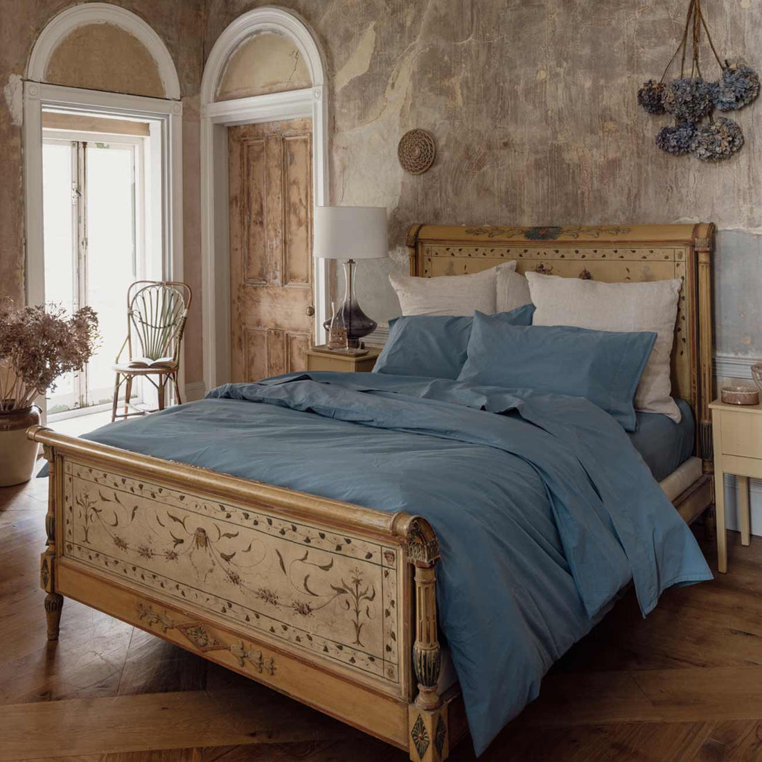 Cove Blue Washed Percale Cotton Duvet Cover | Piglet in Bed US